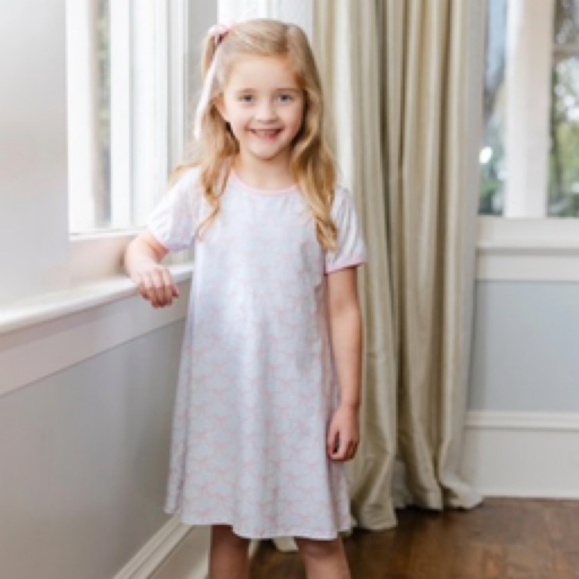 Pink Trellis Bow Sarah Dress | Hamilton Brooks Design