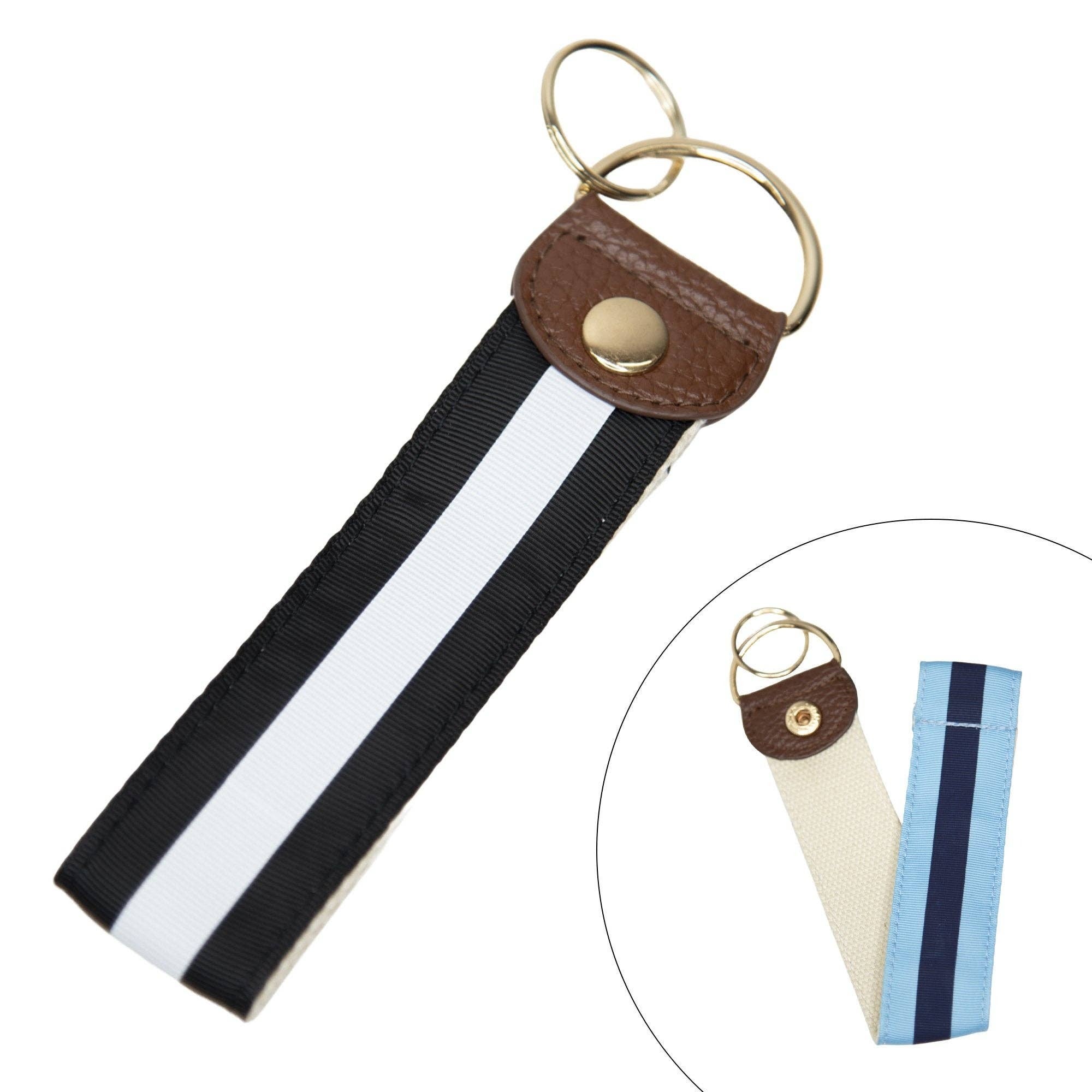 Ribbon Snap Key Fobs: Black with White | Hamilton Brooks Design